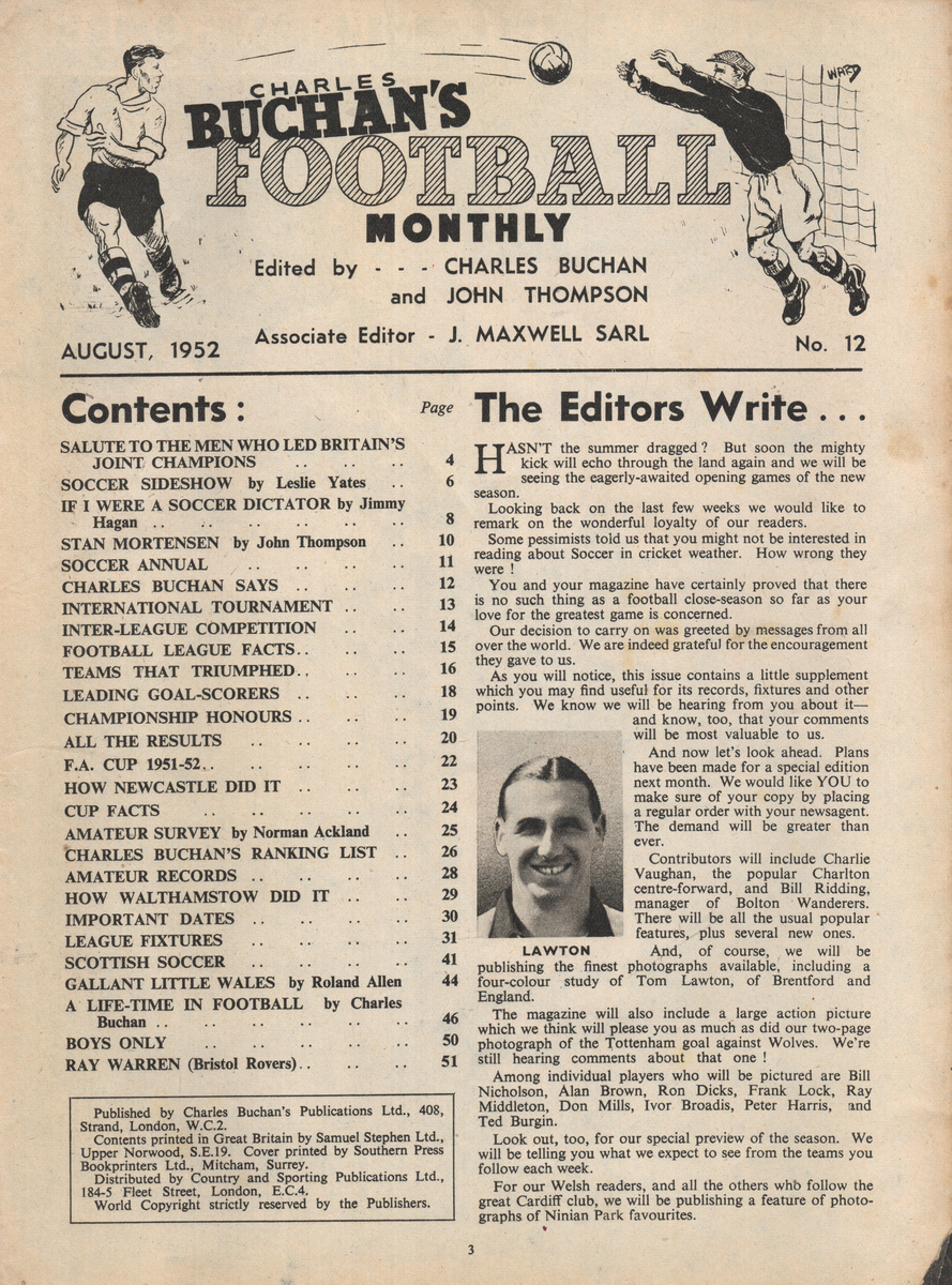 Charles Buchan’s Football Monthly August 1952 – SOCCER BOOKS