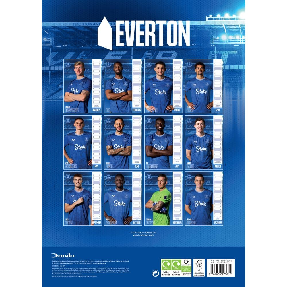The Official Everton FC A3 Calendar 2025 – SOCCER BOOKS