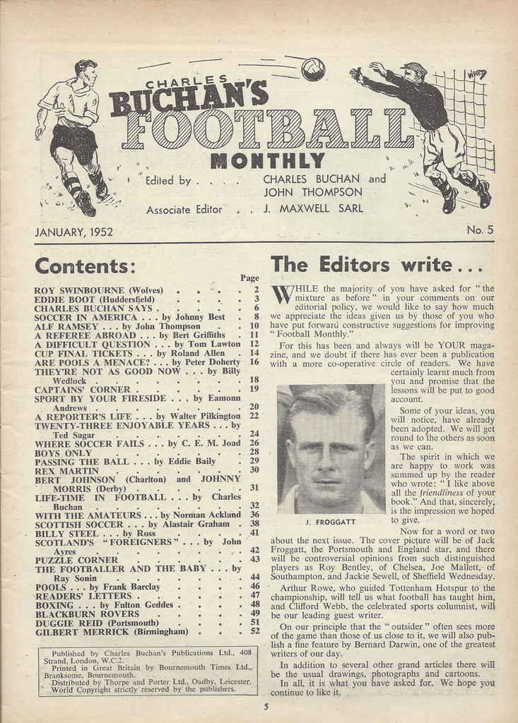 Charles Buchan’s Football Monthly January 1952 – SOCCER BOOKS